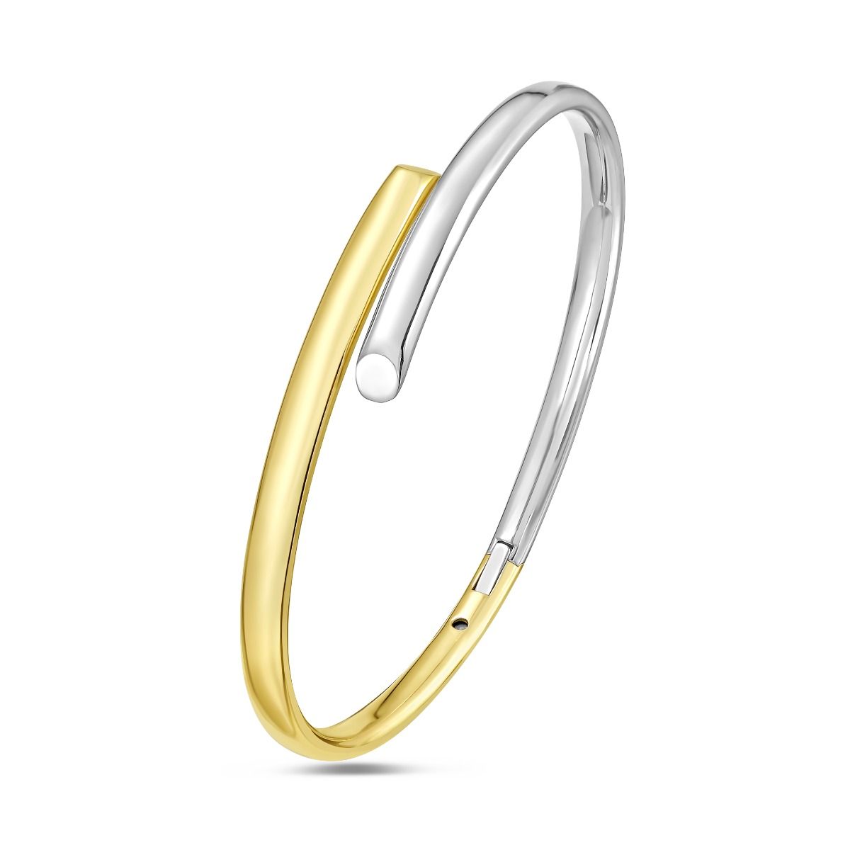 tb10608 14K Two Tone Gold Bypass Bangle | Royal Chain Group