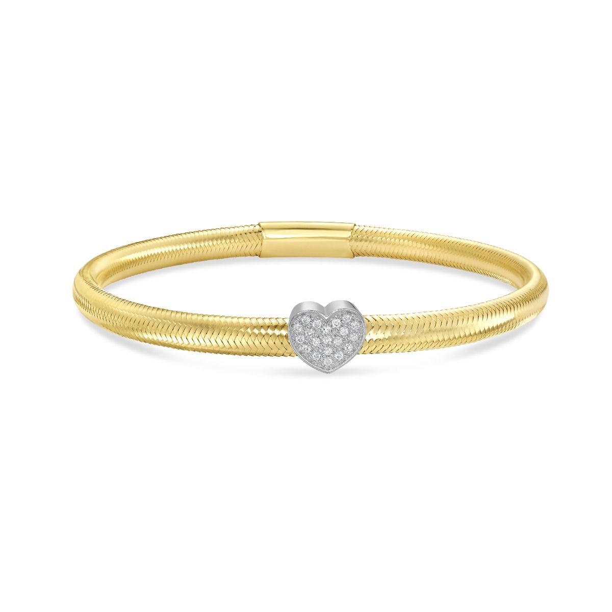 tb10617 14K Diamond Heart Stretch Mesh Bracelet | Royal Chain Group