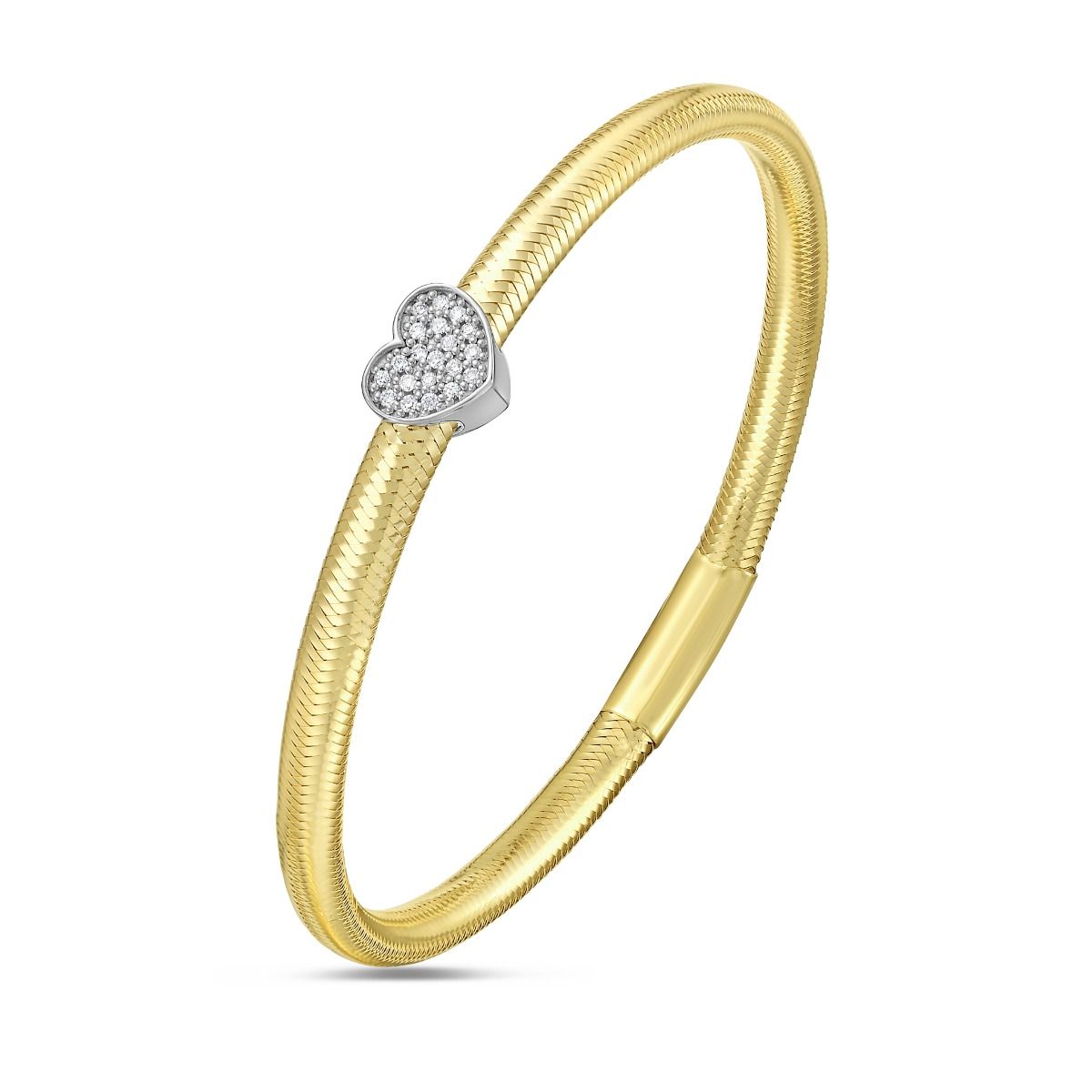 tb10617 14K Diamond Heart Stretch Mesh Bracelet | Royal Chain Group