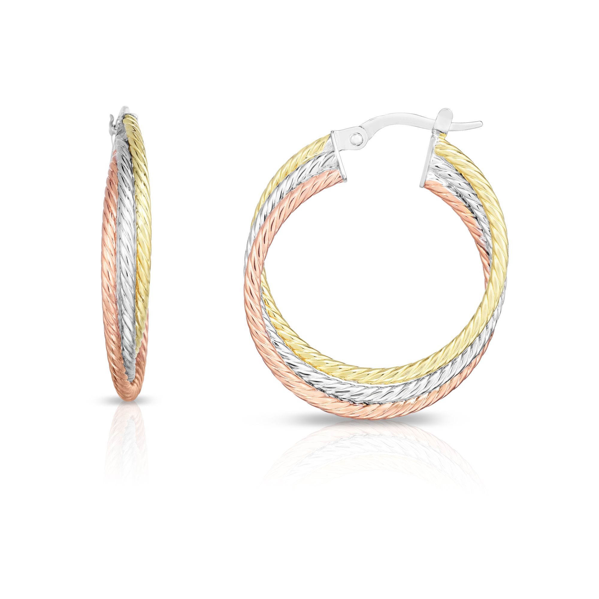 14kt tri color gold twisted hoops store