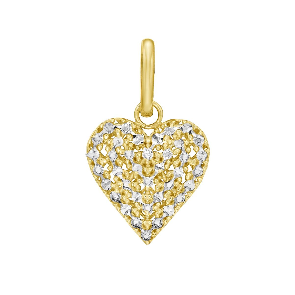 tp10694 14K DC Pave Heart Charm | Royal Chain Group